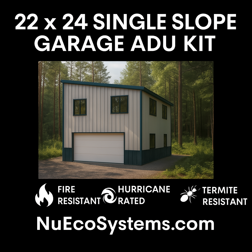 22 X 24 Single Slope Garage ADU KIT - Nuecosystems
