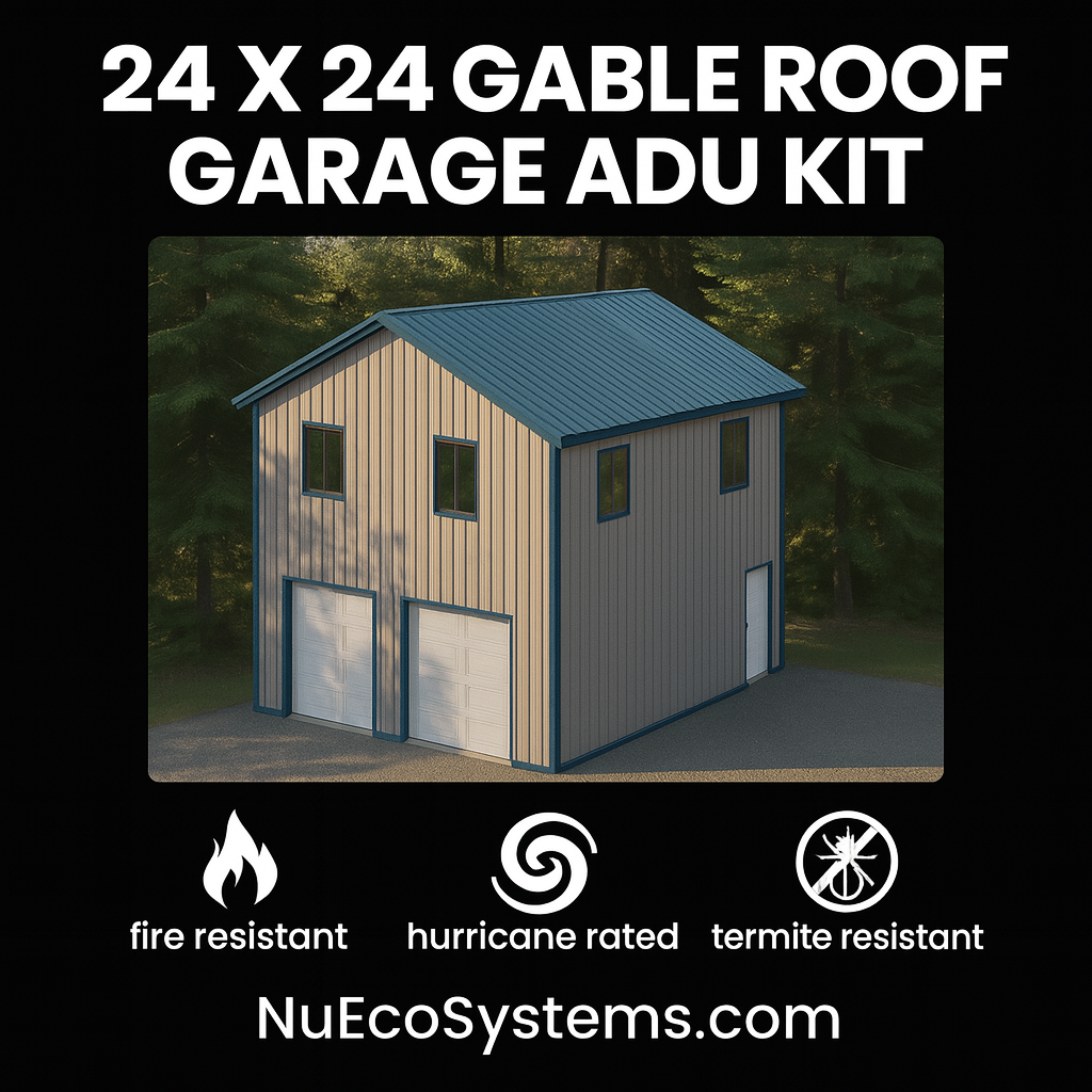 24 X 24 GABLE ROOF GARAGE ADU KIT – Nuecosystems