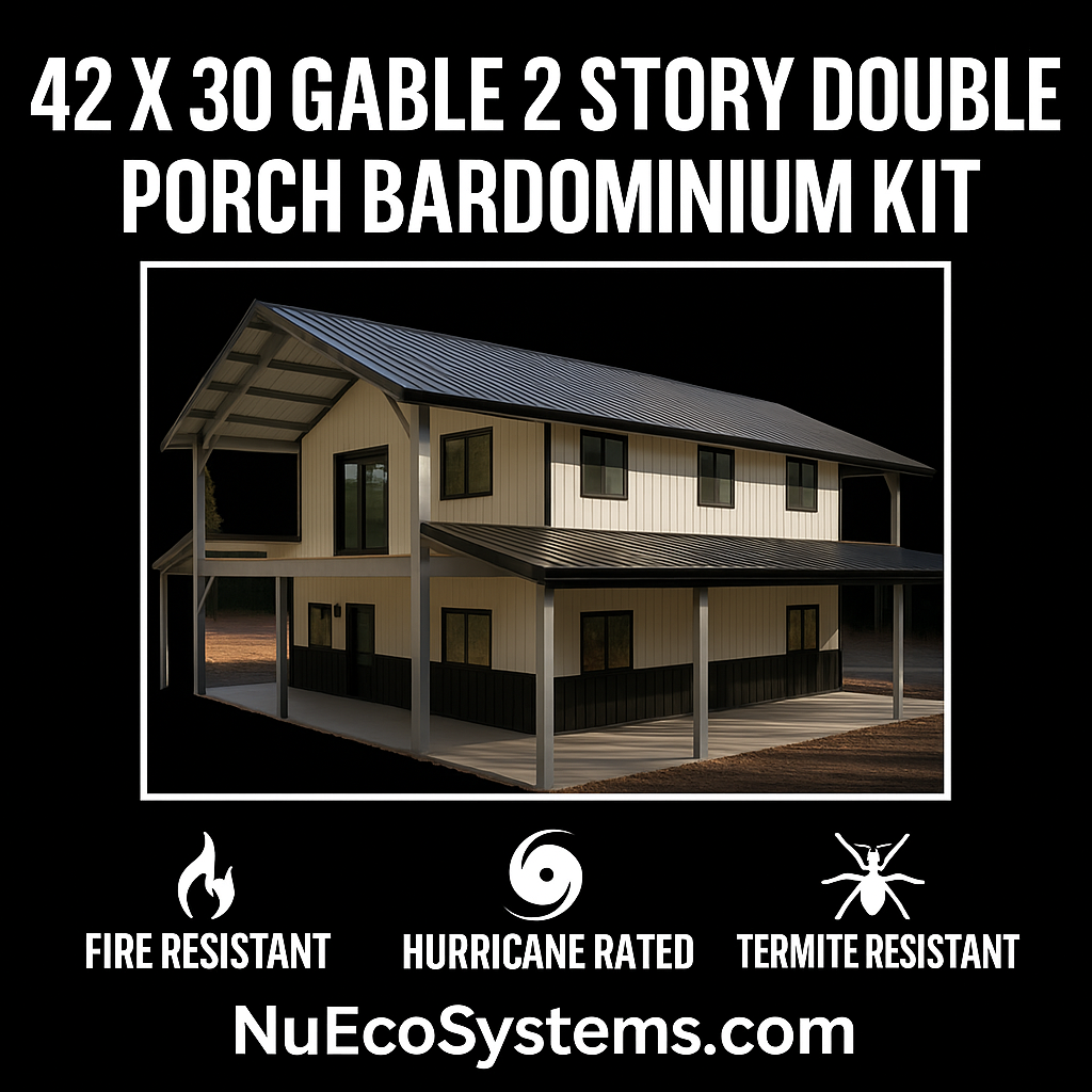 42 X 30 GABLE 2 STORY DOUBLE PORCH BARNDOMINIUM KIT – Nuecosystems