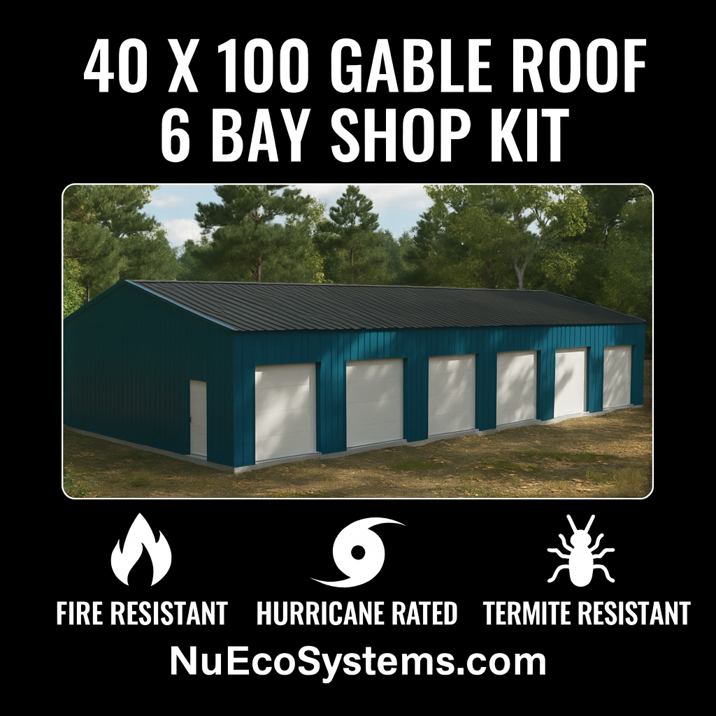 40z X 100 GABLE ROOF 6 BAY SHOP KIT – Nuecosystems